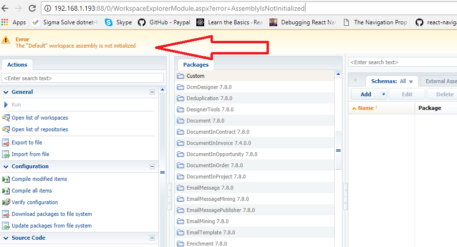 'Default; workspace assembly is not initialized | Community Creatio